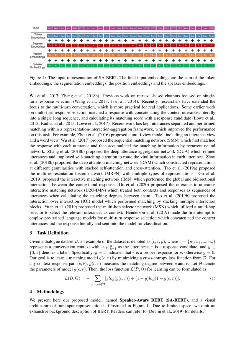 Speaker-Aware BERT for Multi-Turn Response Selection in Retrieval-Based Chatbots | DeepAI