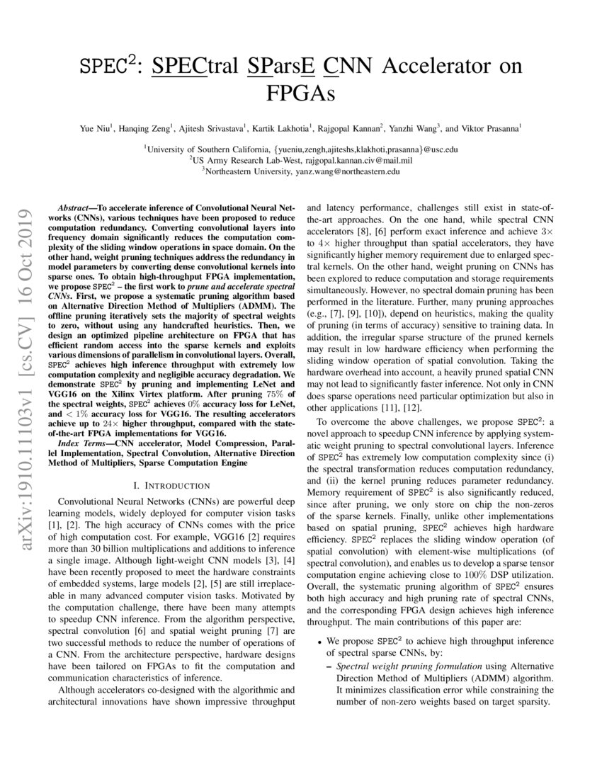 SPEC2: SPECtral SParsE CNN Accelerator on FPGAs | DeepAI