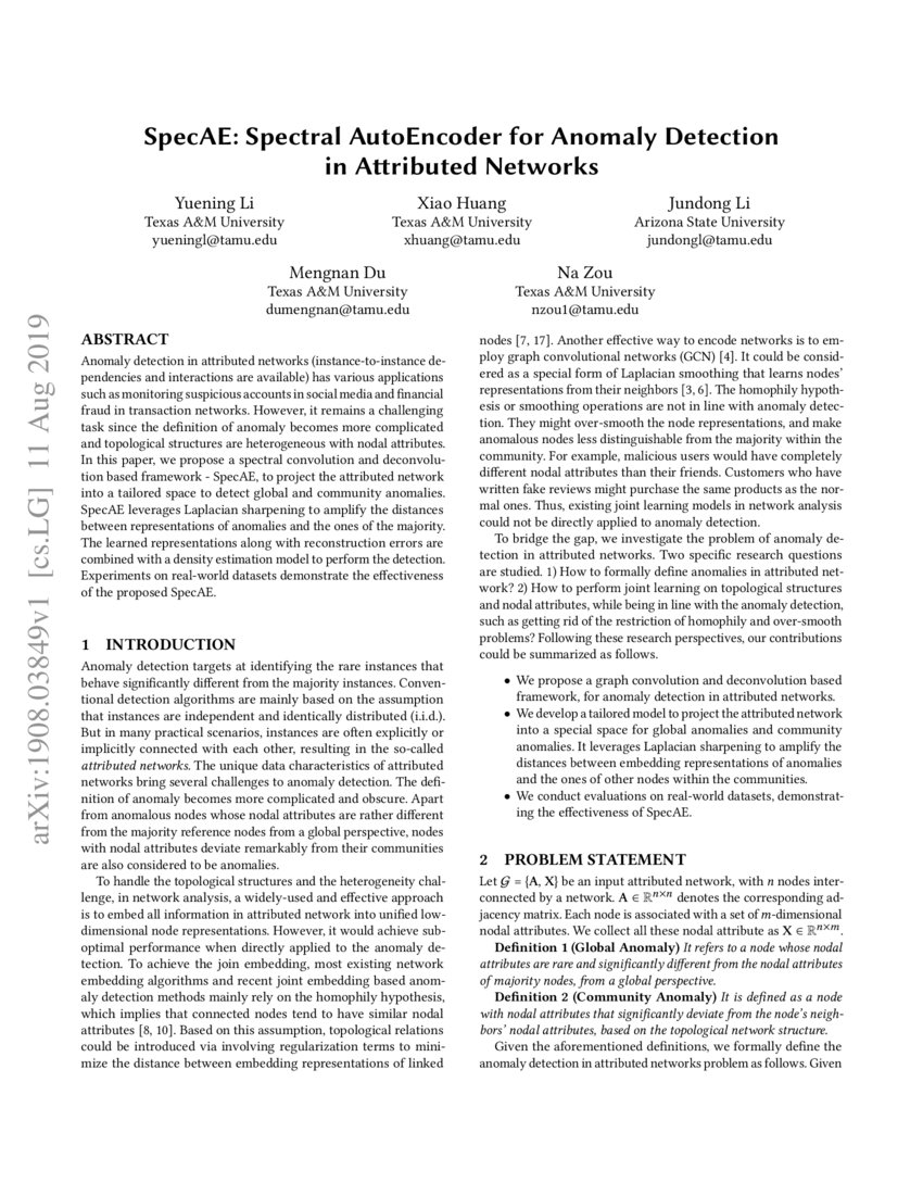 Specae Spectral Autoencoder For Anomaly Detection In Attributed Networks Deepai 1248