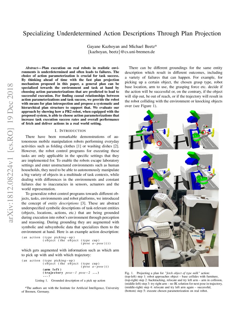 Specializing Underdetermined Action Descriptions Through Plan ...