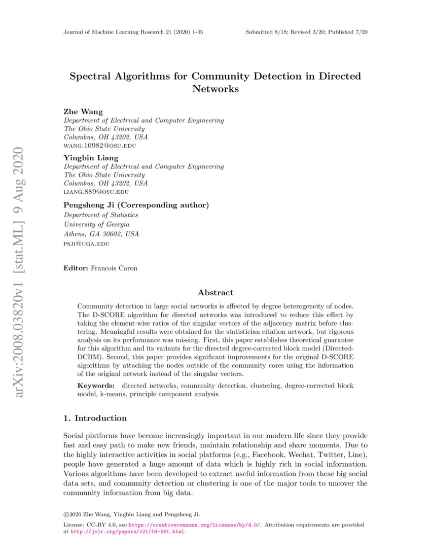 Spectral Algorithms For Community Detection In Directed Networks Deepai