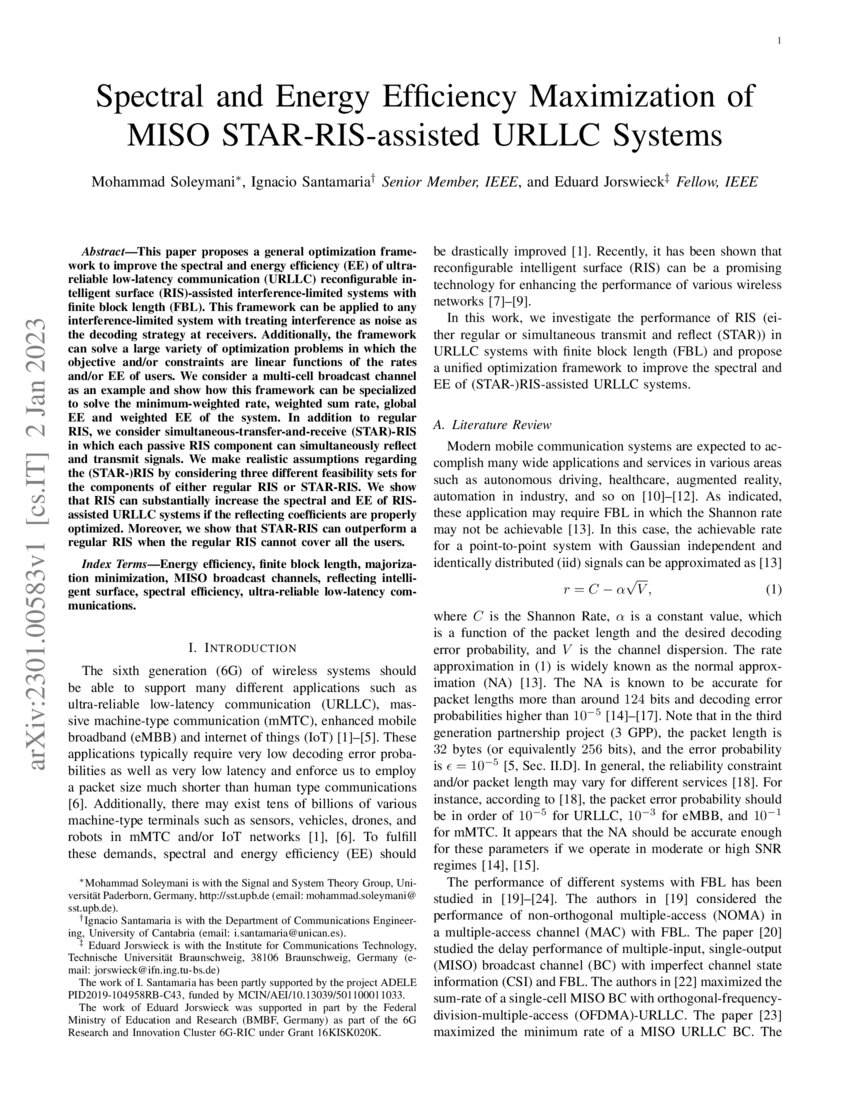 Spectral and Energy Efficiency Maximization of MISO STAR-RIS-assisted URLLC Systems | DeepAI