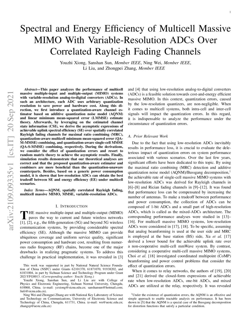 Spectral and Energy Efficiency of Multicell Massive MIMO With Variable ...
