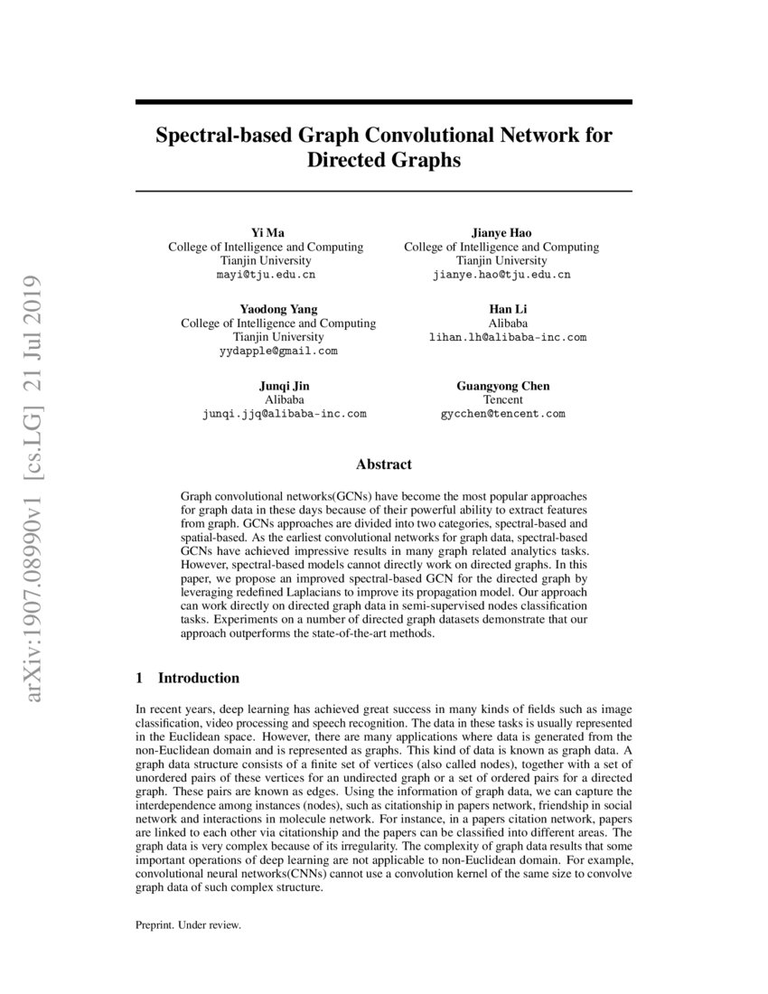 Spectral Based Graph Convolutional Network For Directed Graphs Deepai 3437