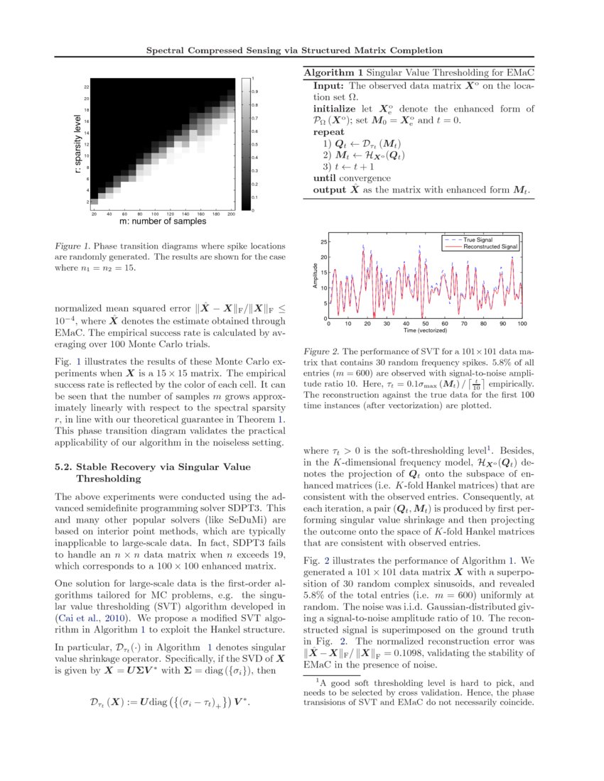 Spectral Compressed Sensing via Structured Matrix Completion | DeepAI