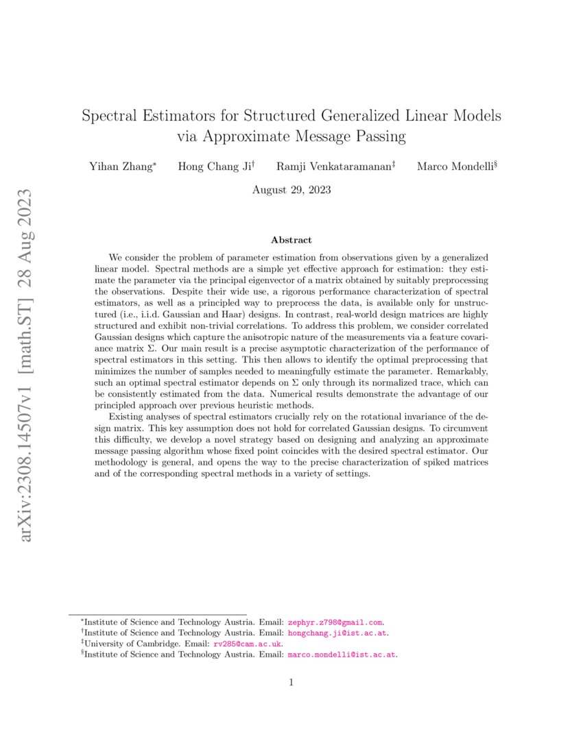 Spectral Estimators For Structured Generalized Linear Models Via