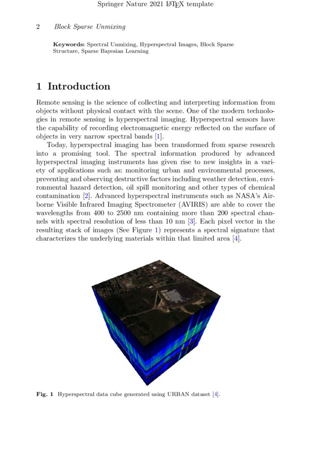 Spectral Unmixing of Hyperspectral Images Based on Block Sparse Structure | DeepAI