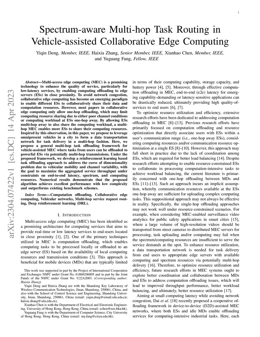 Spectrum-aware Multi-hop Task Routing in Vehicle-assisted Collaborative Edge Computing | DeepAI