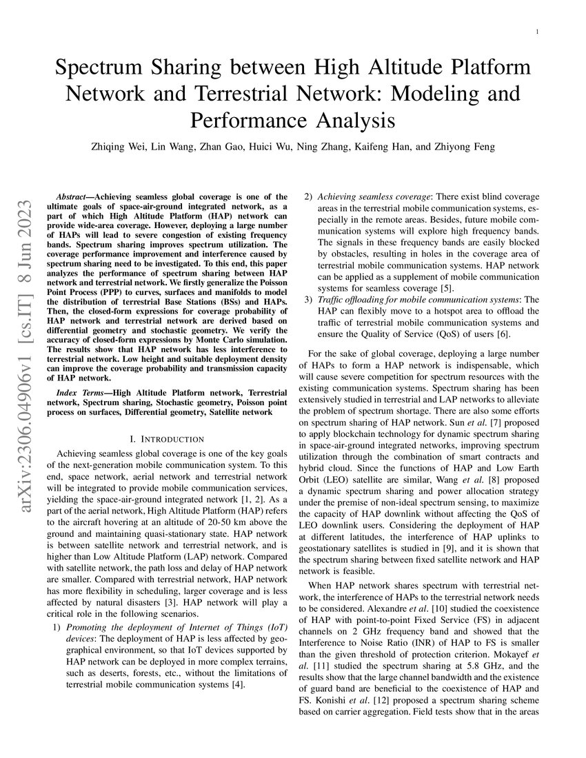 Spectrum Sharing between High Altitude Platform Network and Terrestrial ...
