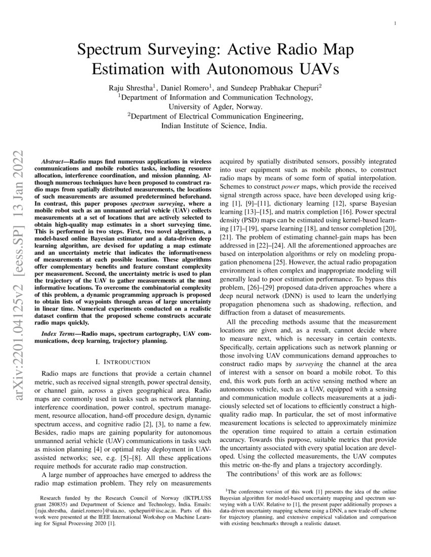Spectrum Surveying: Active Radio Map Estimation with Autonomous UAVs ...