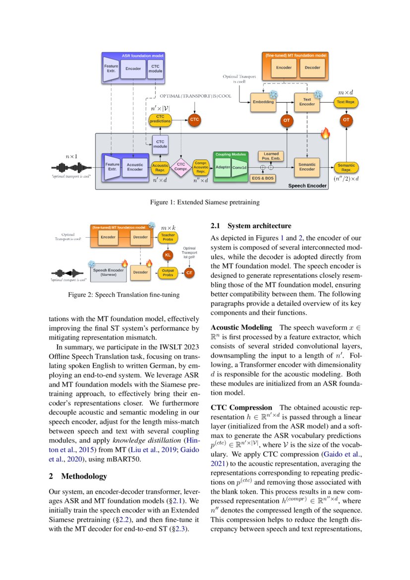 Speech Translation with Foundation Models and Optimal Transport: UPC at IWSLT23 | DeepAI