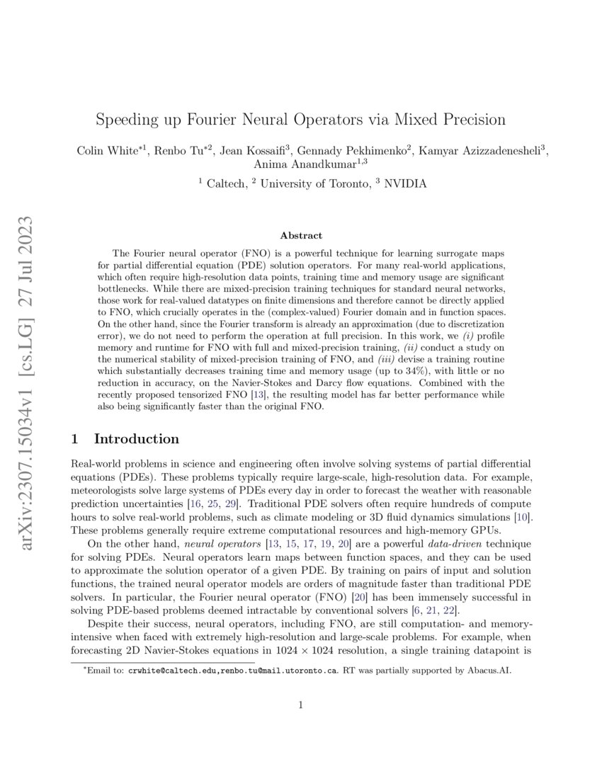 Speeding Up Fourier Neural Operators Via Mixed Precision Deepai