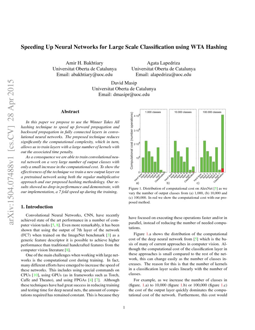 Speeding Up Neural Networks For Large Scale Classification Using Wta Hashing Deepai 