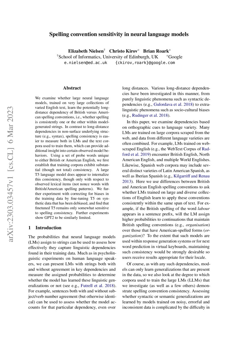 Spelling Convention Sensitivity In Neural Language Models Deepai