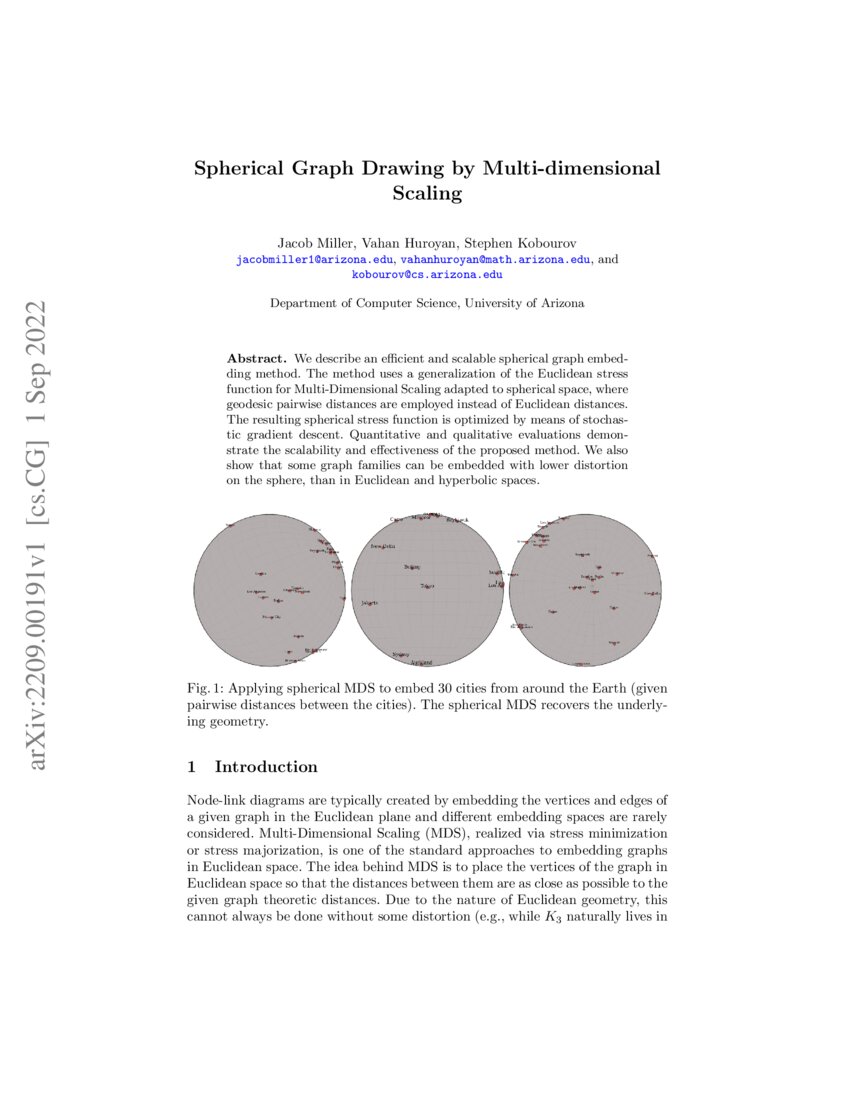 Spherical Graph Drawing by Multi-dimensional Scaling | DeepAI Spherical Graph Drawing by Multi-dimensional Scaling | DeepAI