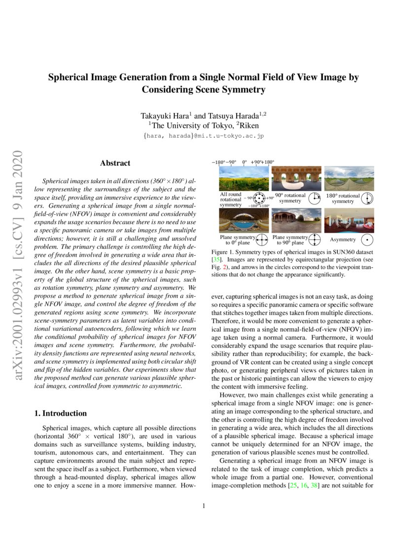Spherical Image Generation from a Single Normal Field of View Image by ...