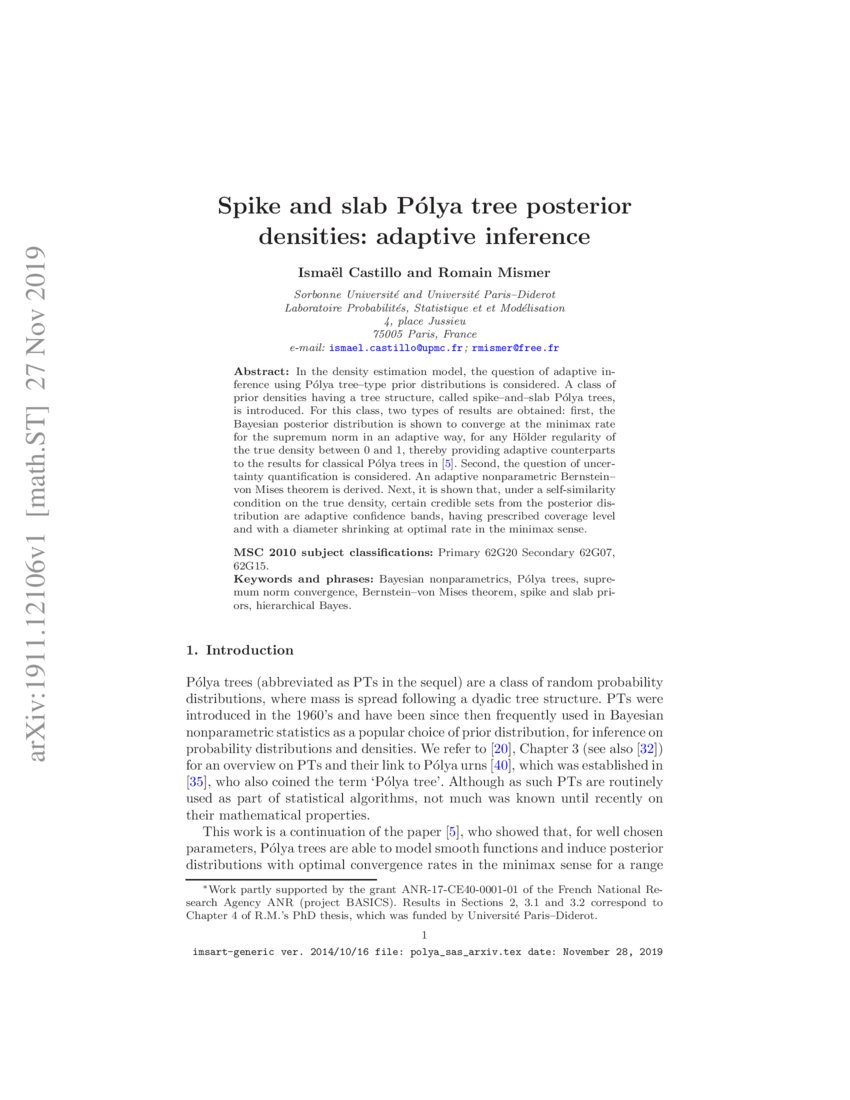 Spike and Slab Pólya tree posterior distributions | DeepAI