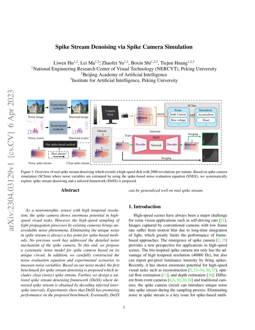 Spike Stream Denoising via Spike Camera Simulation | DeepAI