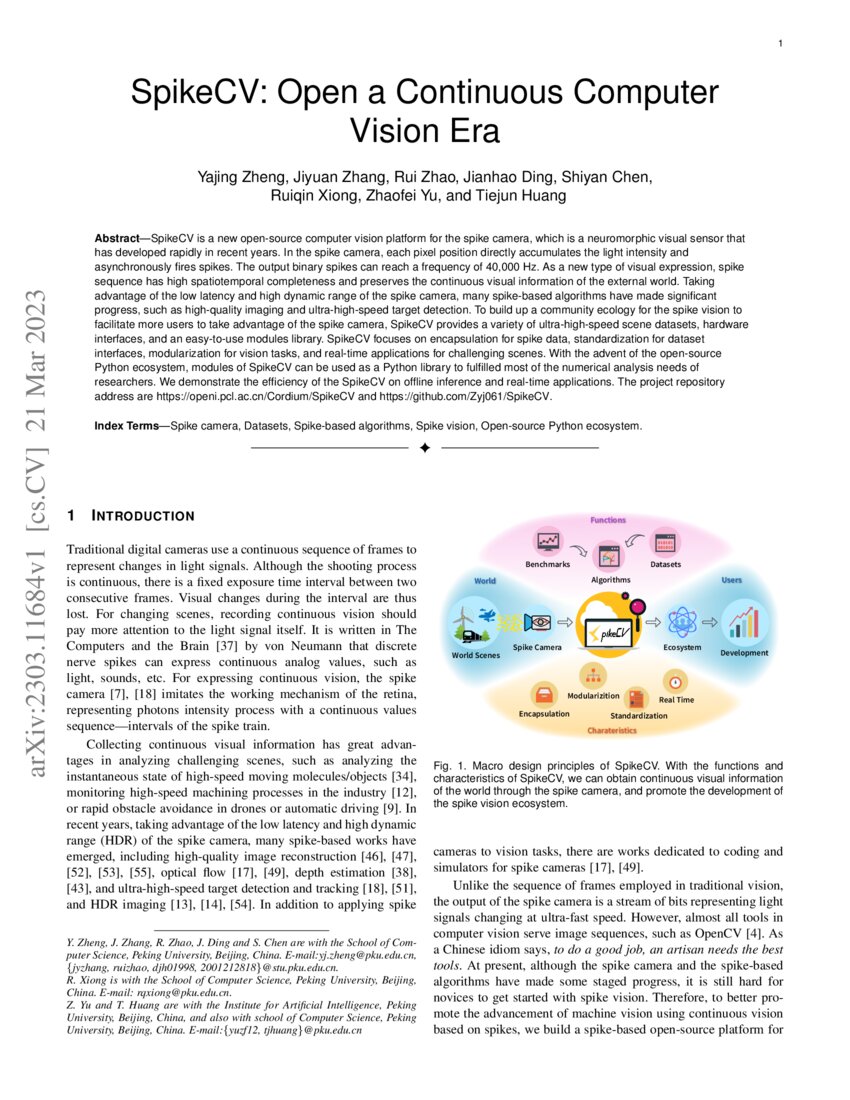 SpikeCV: Open a Continuous Computer Vision Era | DeepAI