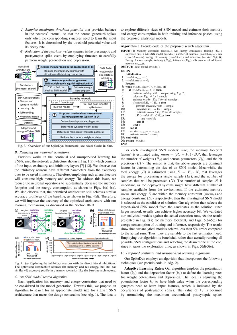 Spikedyn A Framework For Energy Efficient Spiking Neural Networks With Continual And