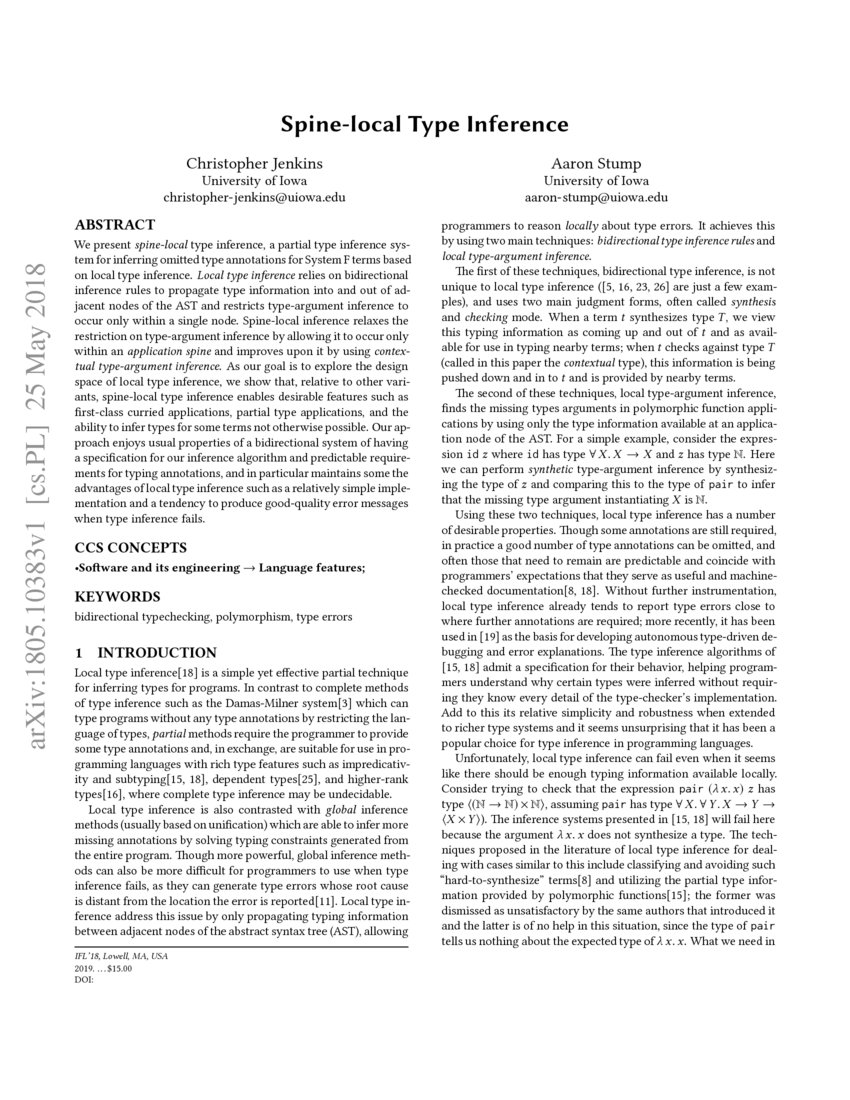 Spine-local Type Inference | DeepAI Spine-local Type Inference | DeepAI