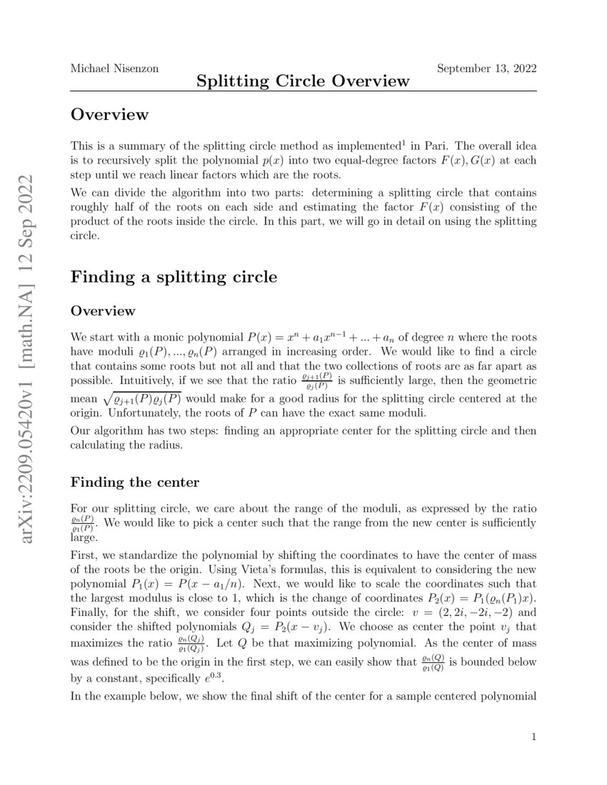 Splitting Circle Overview | DeepAI