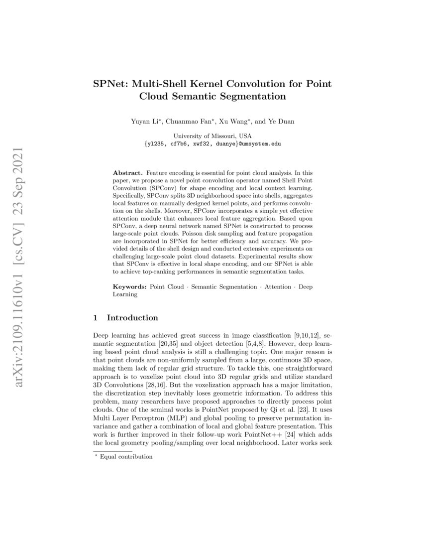 SPNet: Multi-Shell Kernel Convolution for Point Cloud Semantic Segmentation | DeepAI