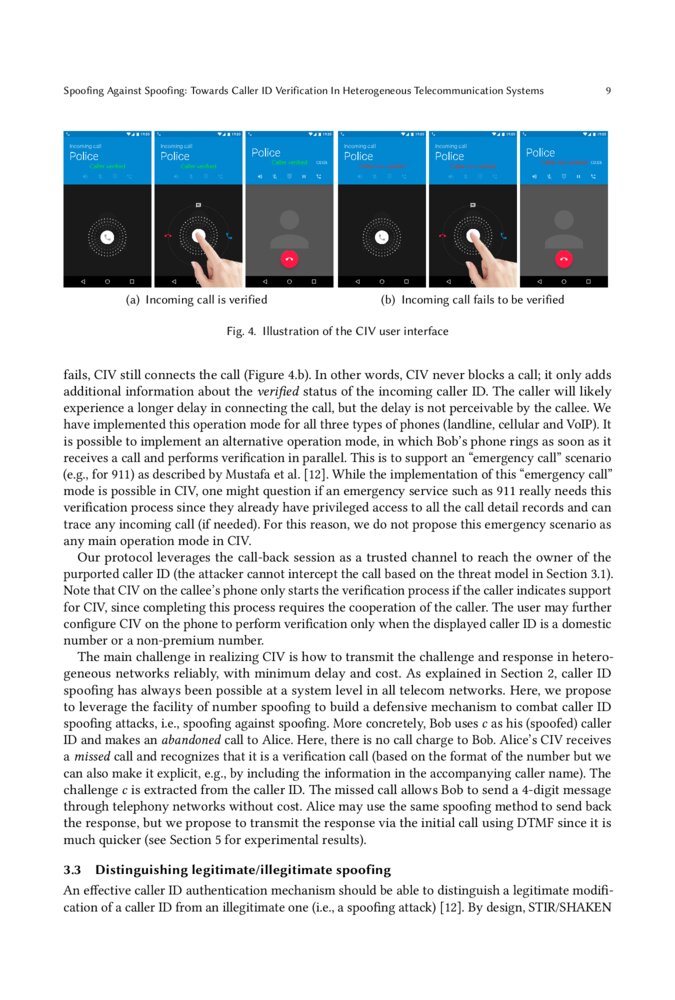 Spoofing Against Spoofing: Towards Caller ID Verification In ...