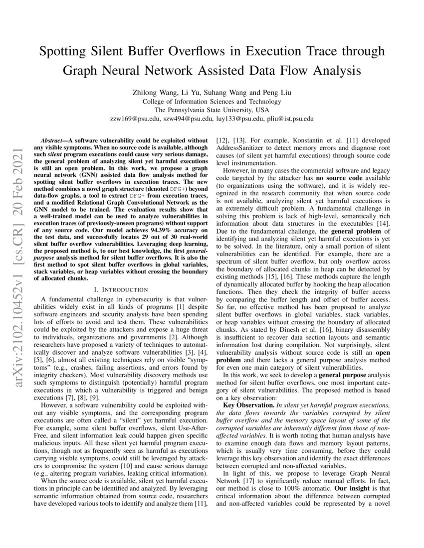 Spotting Silent Buffer Overflows In Execution Trace Through Graph Neural Network Assisted Data