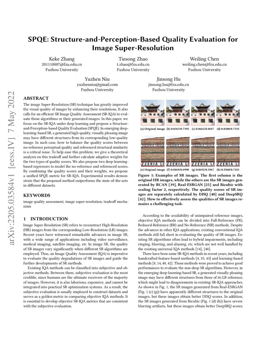 SPQE: Structure-and-Perception-Based Quality Evaluation for Image Super ...