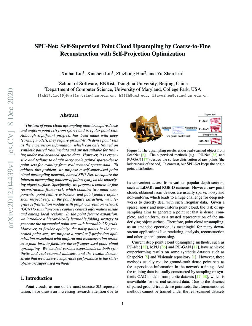 Spu Net Self Supervised Point Cloud Upsampling By Coarse To Fine Reconstruction With Self