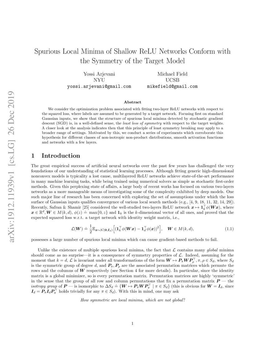 Spurious Local Minima of Shallow ReLU Networks Conform with the ...
