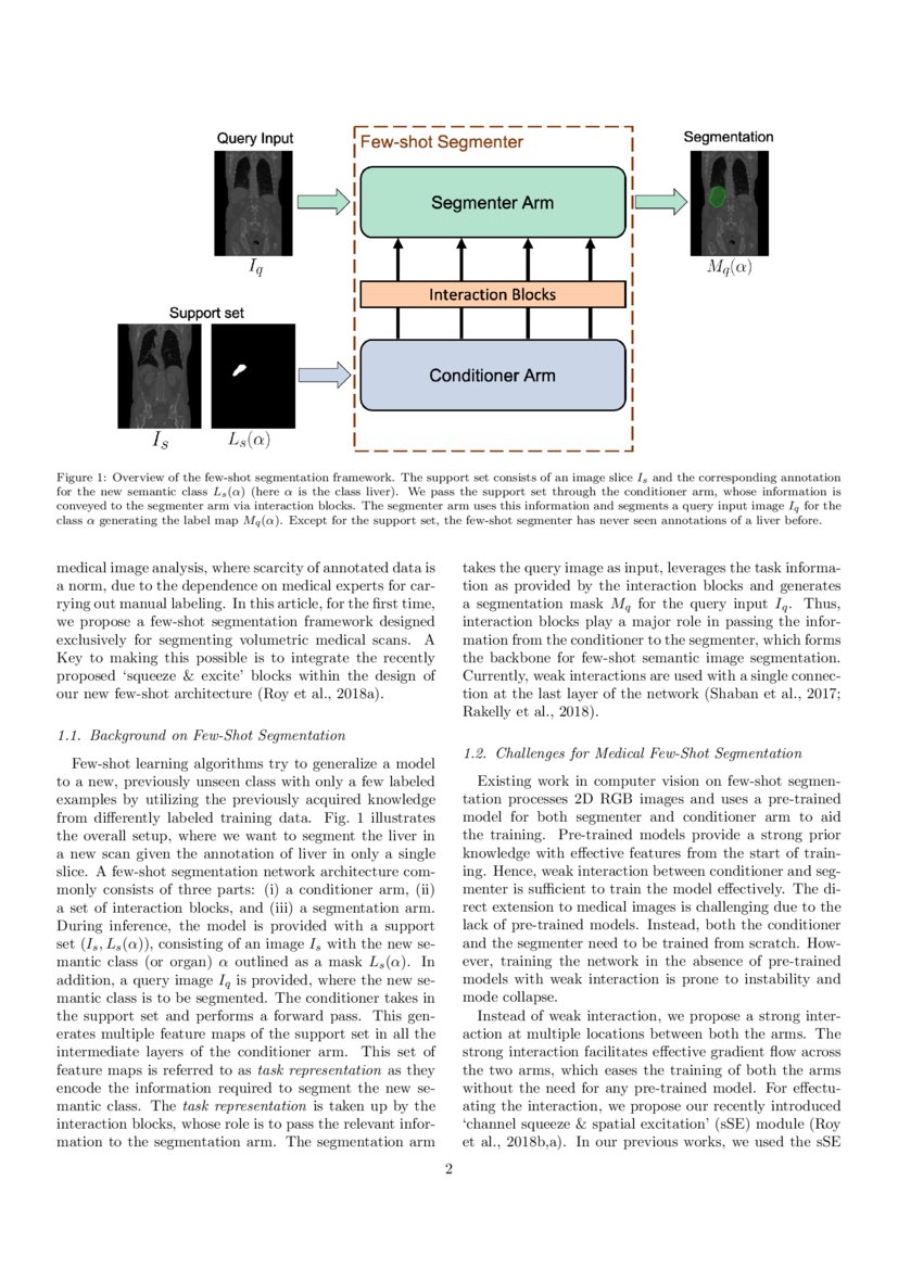 'Squeeze & Excite' Guided Few-Shot Segmentation of Volumetric Images | DeepAI