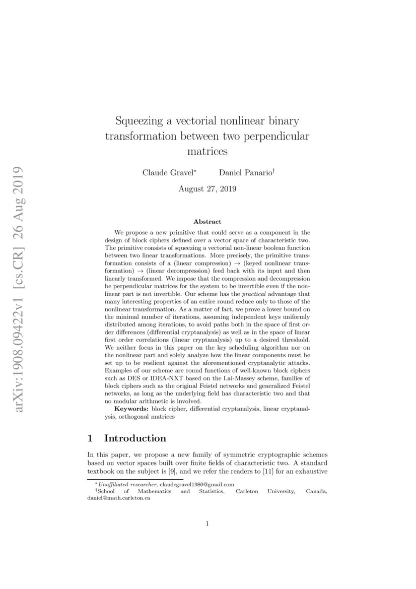 Squeezing a vectorial nonlinear binary transformation between two ...