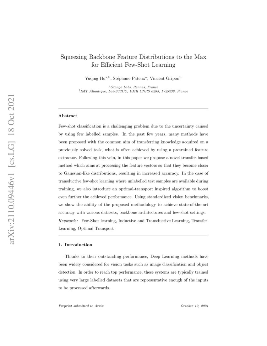 Squeezing Backbone Feature Distributions to the Max for Efficient Few-Shot Learning | DeepAI