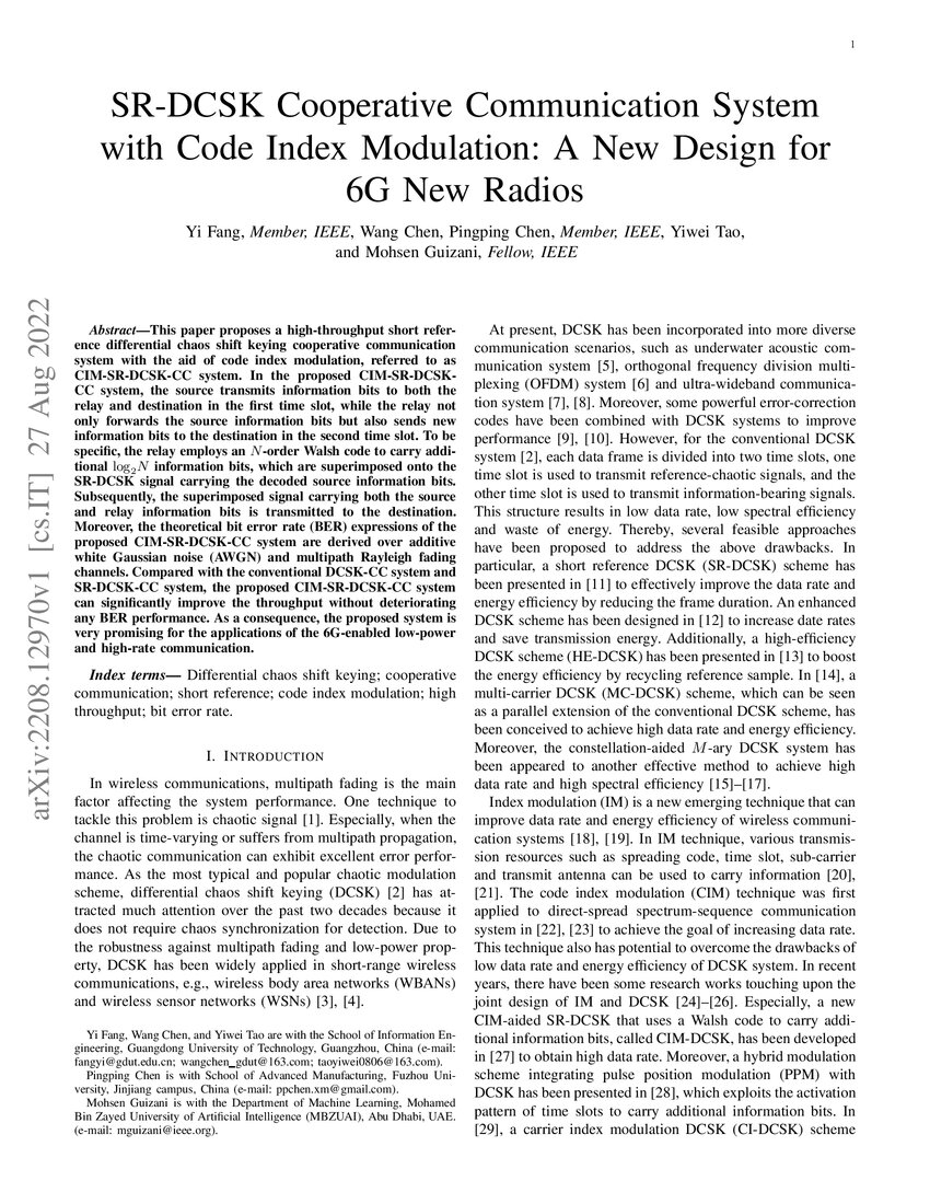 Sr Dcsk Cooperative Communication System With Code Index Modulation A
