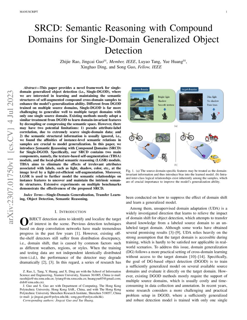 SRCD: Semantic Reasoning with Compound Domains for Single-Domain Generalized Object Detection ...