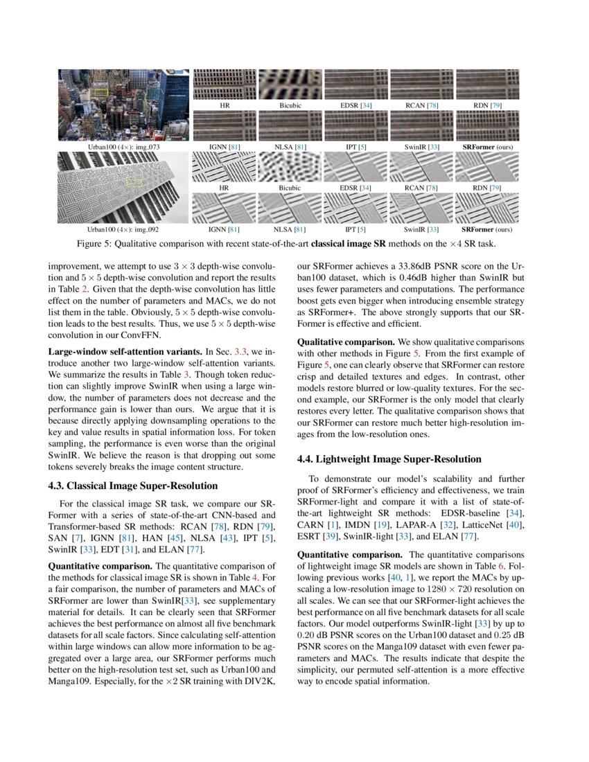 SRFormer: Permuted Self-Attention for Single Image Super-Resolution | DeepAI