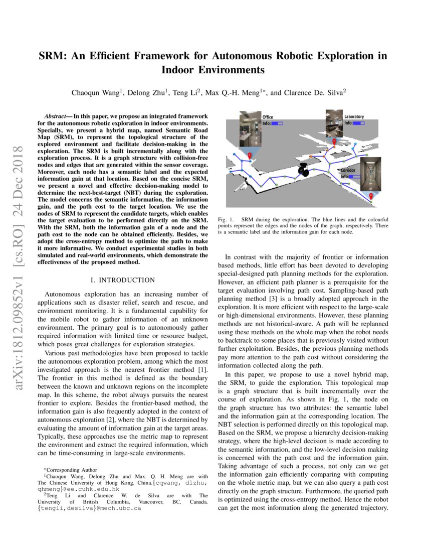 Srm An Efficient Framework For Autonomous Robotic Exploration In