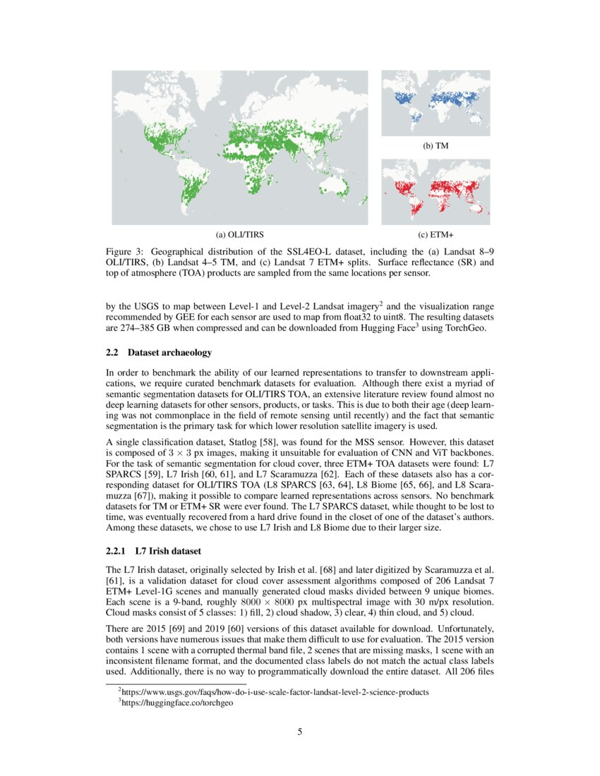 Ssl4eo L Datasets And Foundation Models For Landsat Imagery Deepai