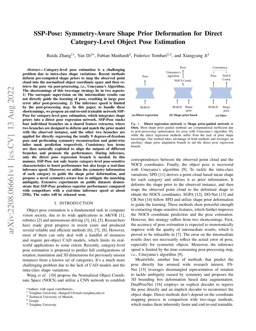 SSP-Pose: Symmetry-Aware Shape Prior Deformation for Direct Category-Level Object Pose ...