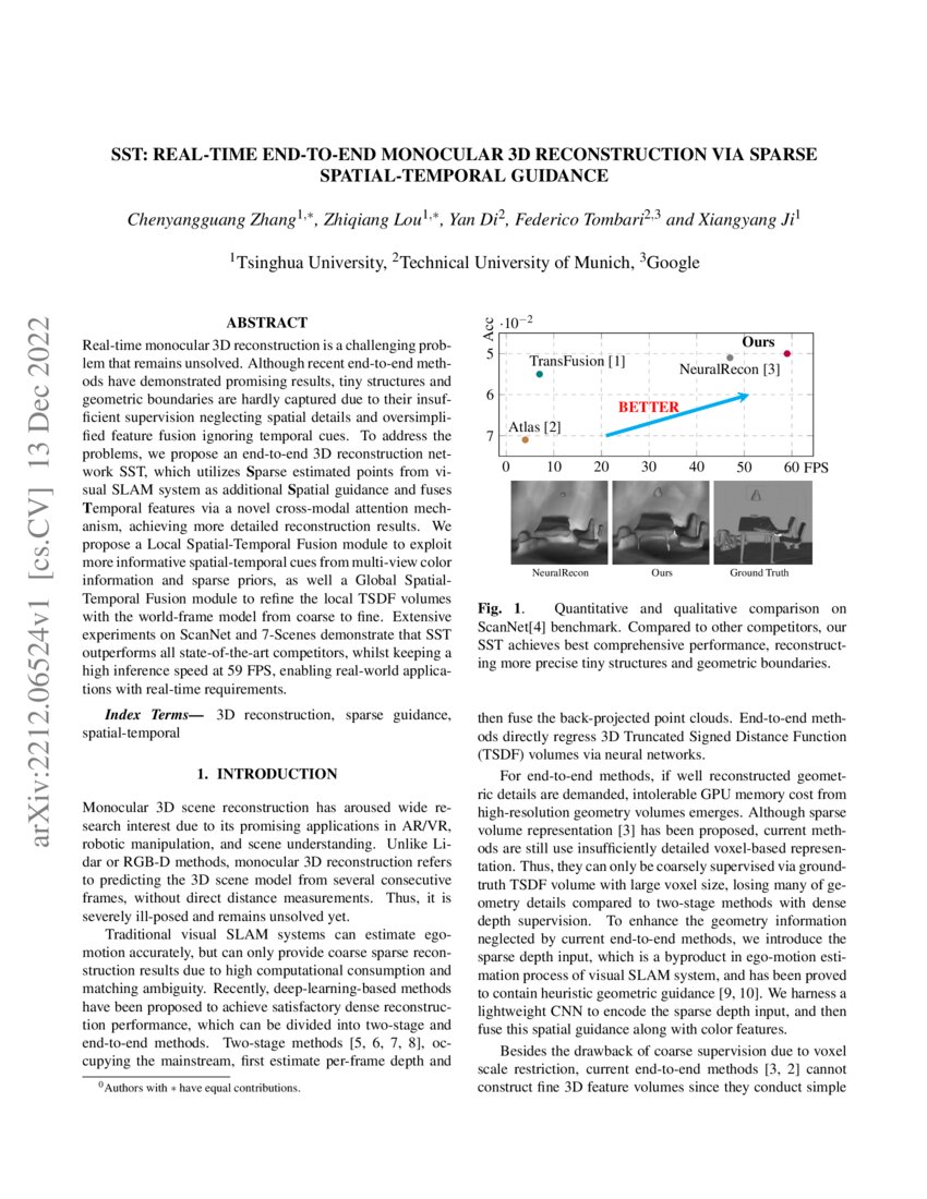Sst Real Time End To End Monocular 3d Reconstruction Via Sparse