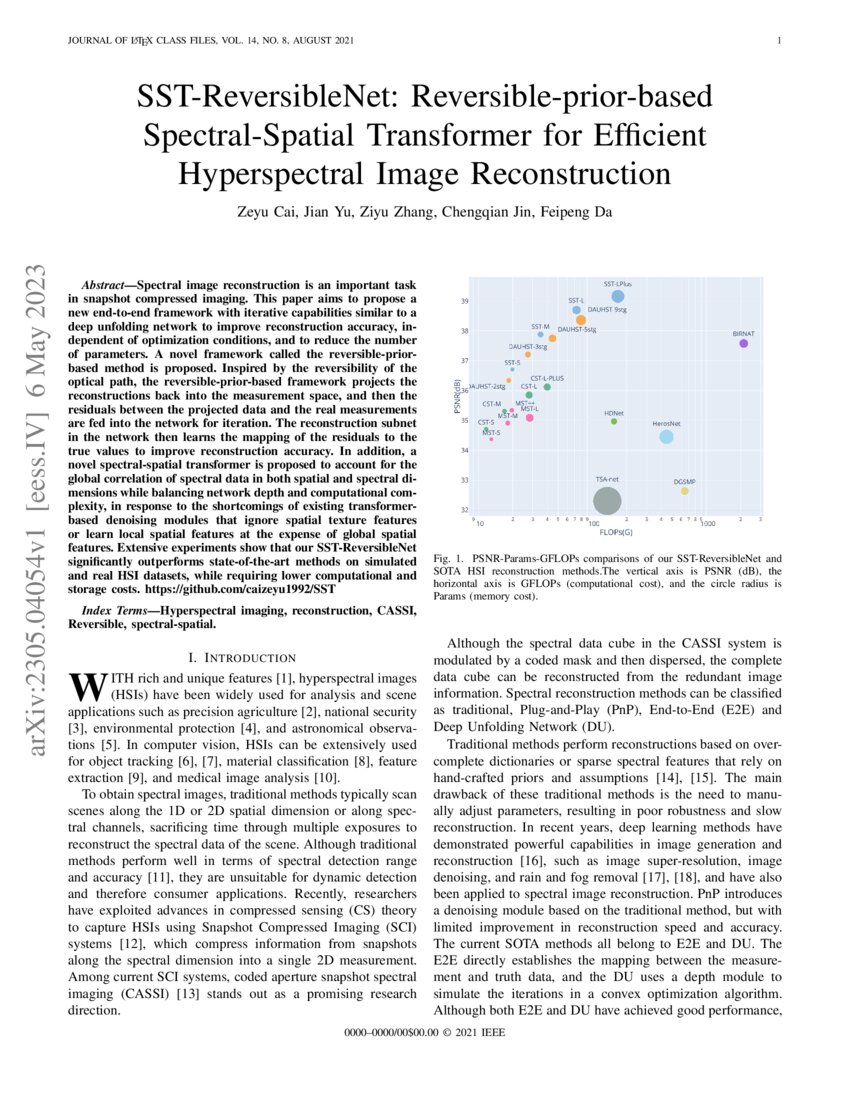 Sst Reversiblenet Reversible Prior Based Spectral Spatial Transformer For Efficient