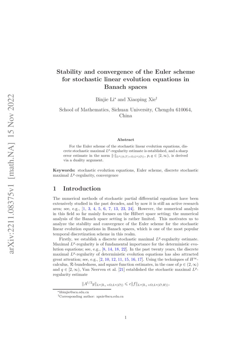 Stability and convergence of the Euler scheme for stochastic linear evolution equations in ...