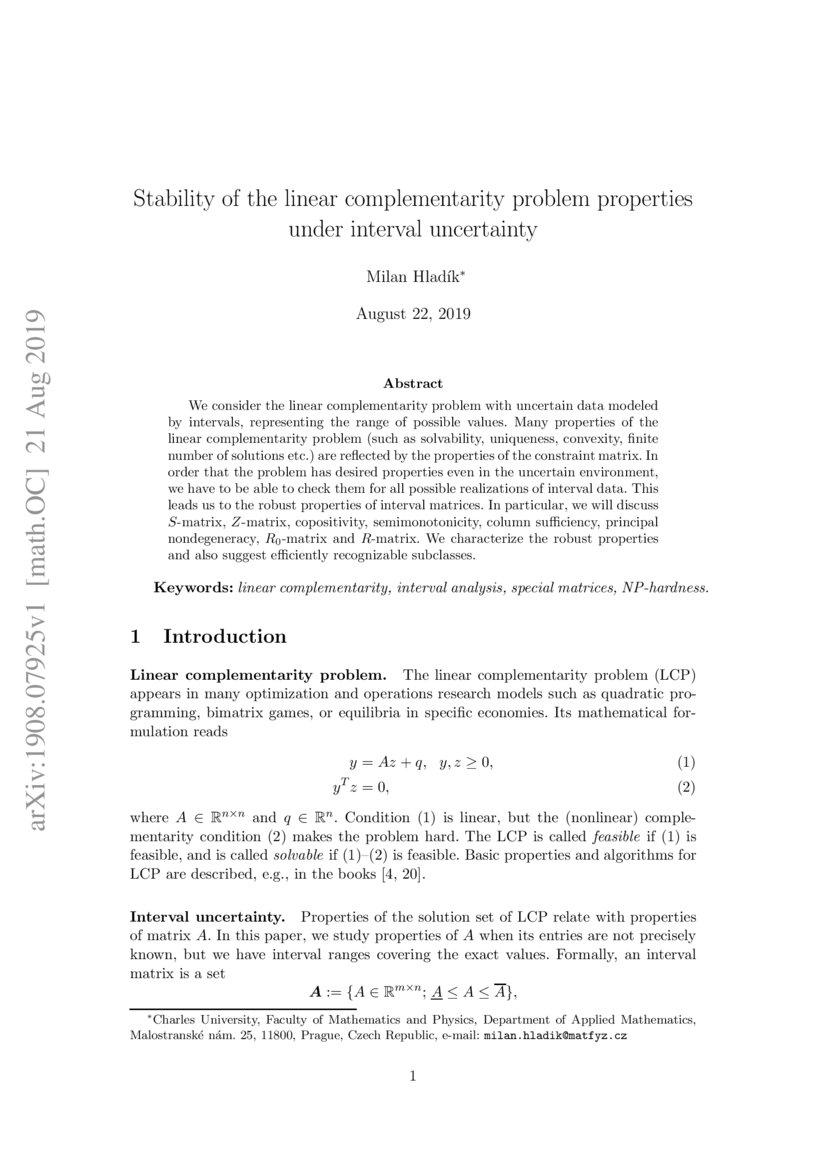 Stability of the linear complementarity problem properties under ...