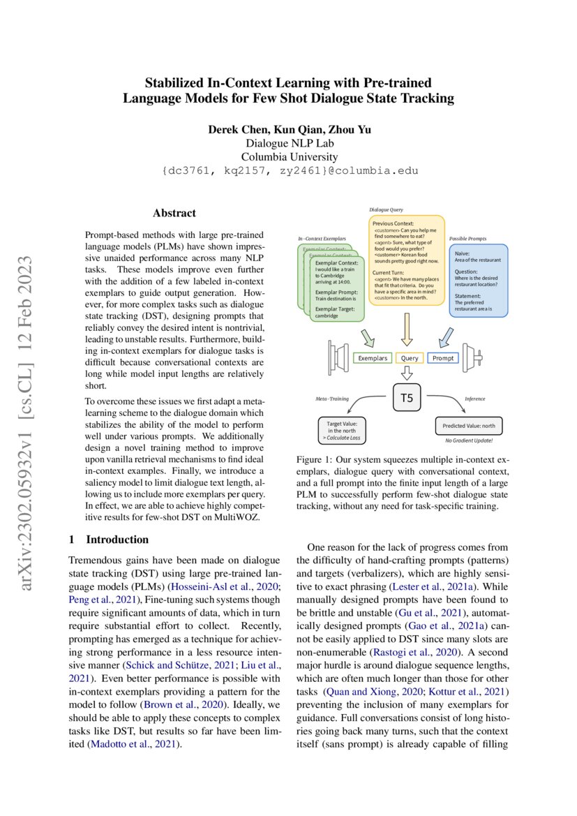 Stabilized In-Context Learning with Pre-trained Language Models for Few Shot Dialogue State ...