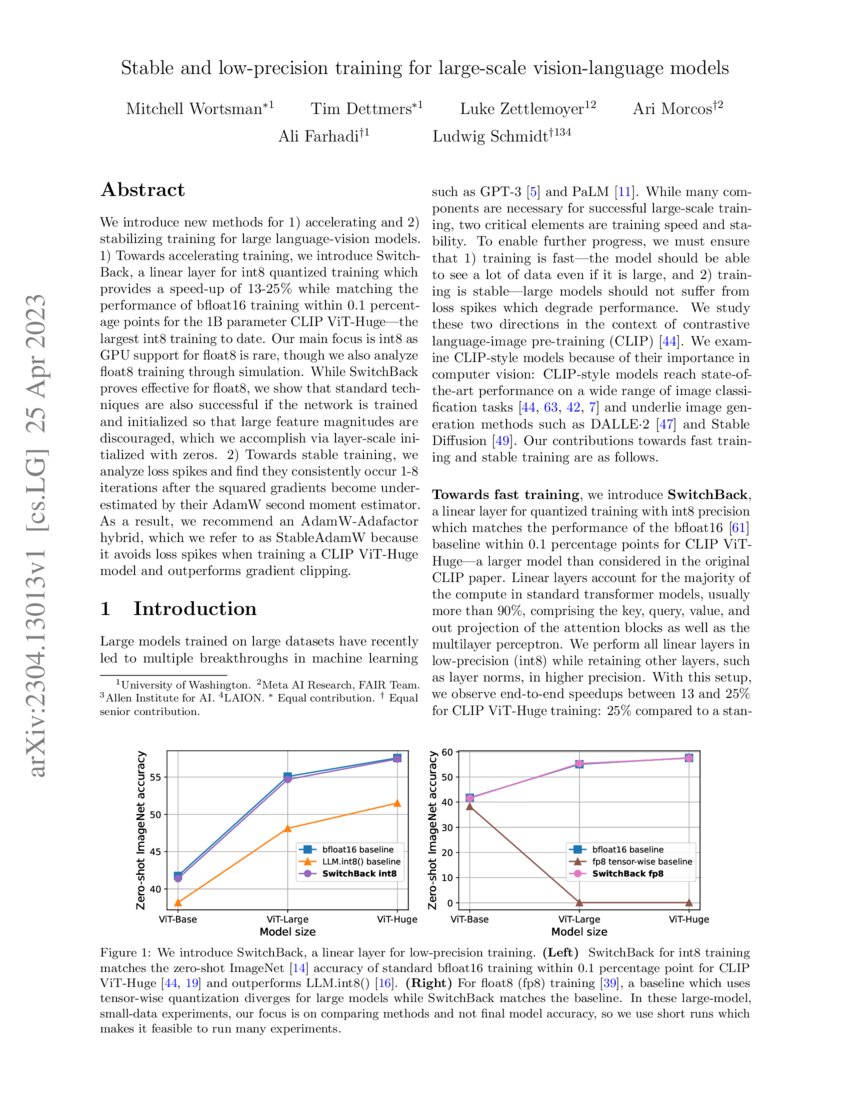 Stable and low-precision training for large-scale vision-language models | DeepAI