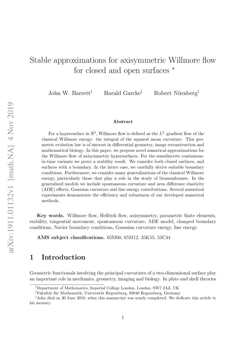 Stable approximations for axisymmetric Willmore flow for closed and open surfaces | DeepAI
