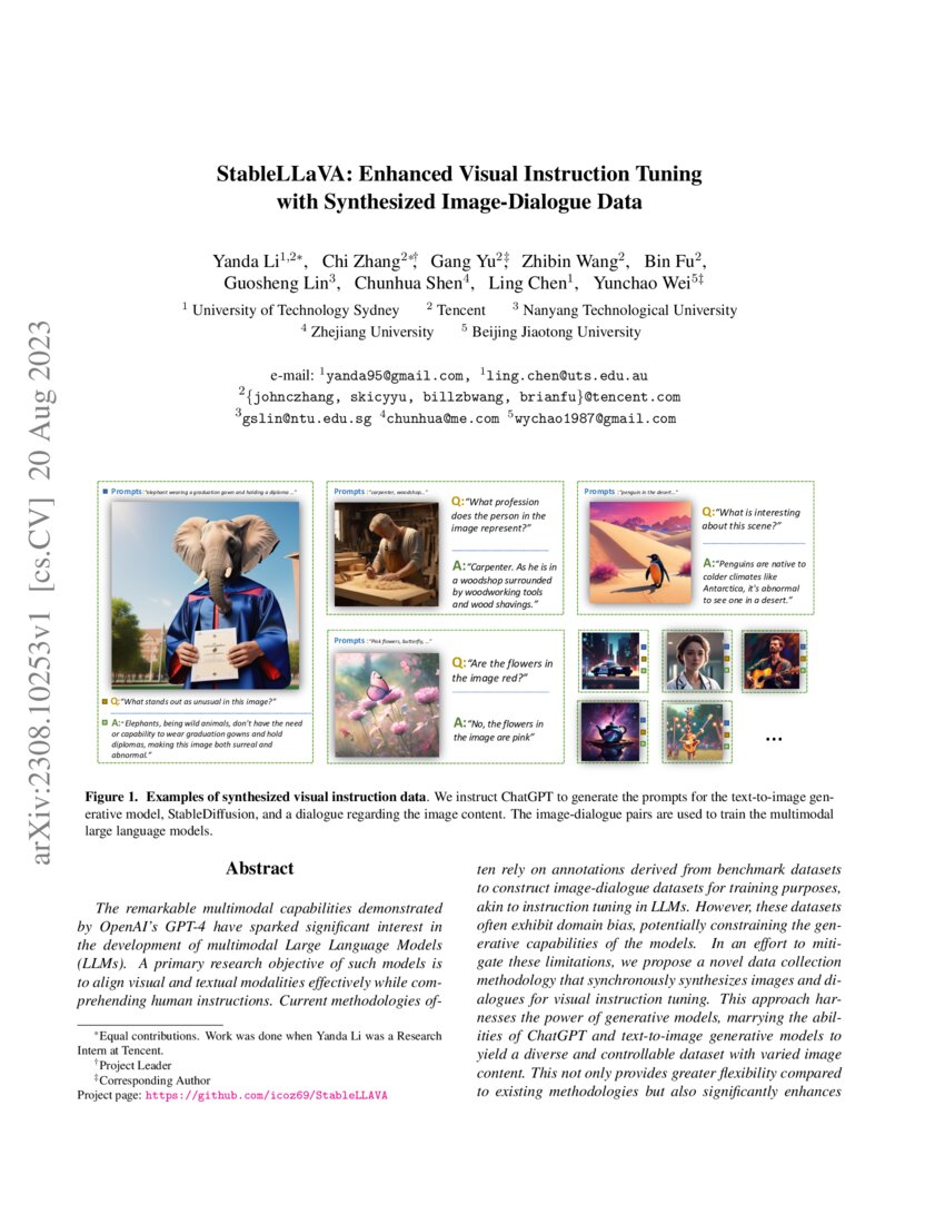 StableLLaVA: Enhanced Visual Instruction Tuning with Synthesized Image-Dialogue Data | DeepAI