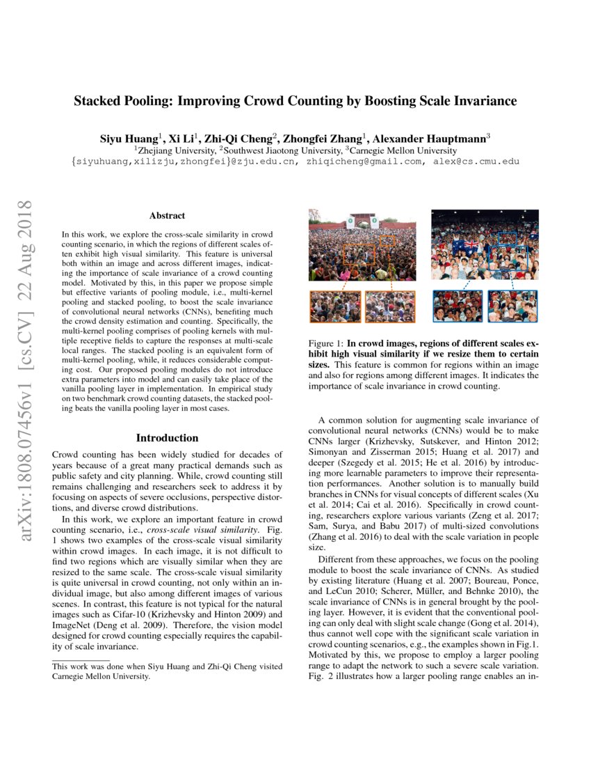 Stacked Pooling: Improving Crowd Counting by Boosting Scale Invariance | DeepAI